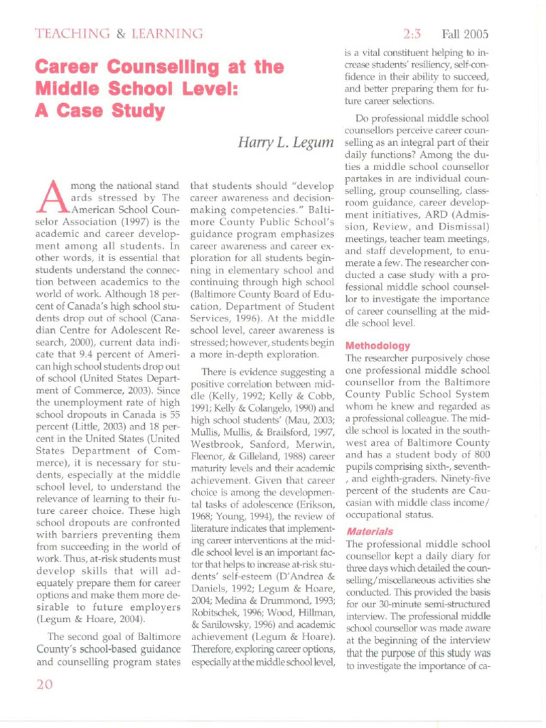 Candacefigg, Career Counselling at The Middle School Level A Case Study ...