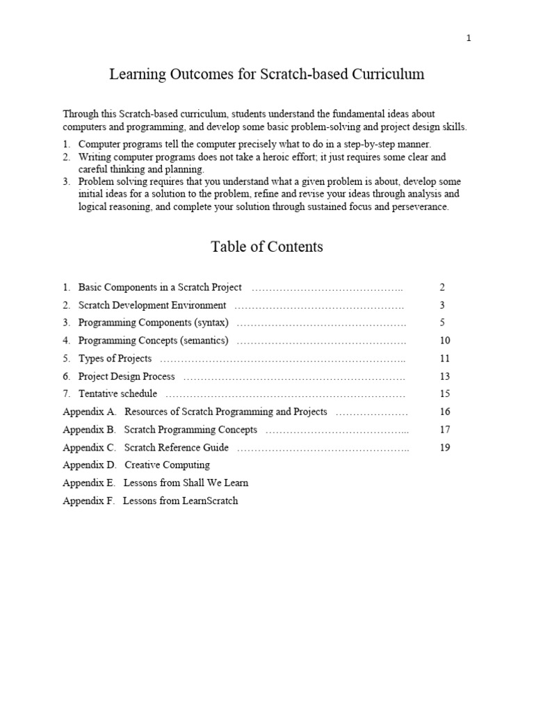 Anon YYYY Learning Outcomes For Scratch-Based Curriculum | PDF ...