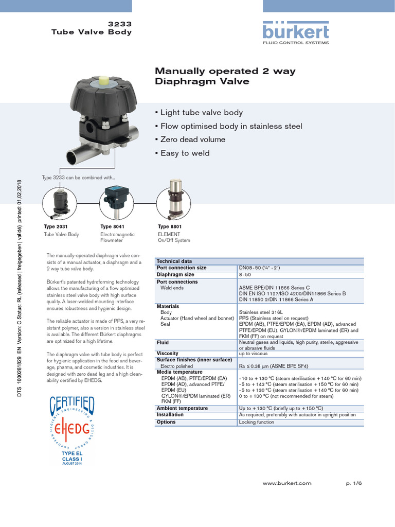 Burkert Diaphram | PDF | Valve | Pipe (Fluid Conveyance)
