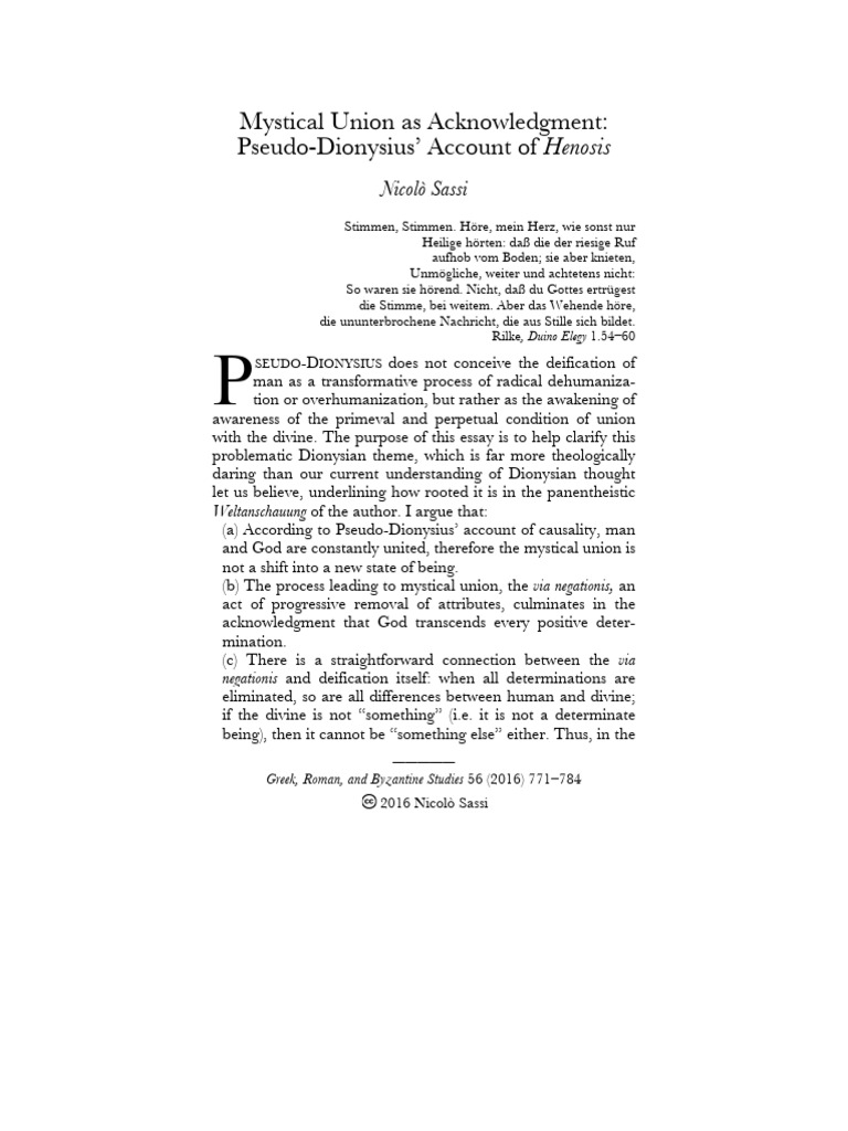Mystical Union As Acknowledgment Pseudo | PDF | Mysticism | Metaphysics