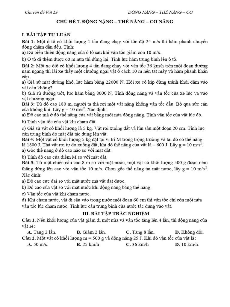 Chu de 7. Dong Nang - The Nang - Co Nang - de | PDF