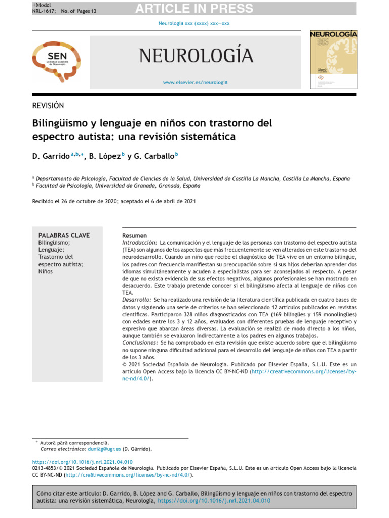 Bilingualism and Language Autistic | PDF | Espectro autista | Segundo ...
