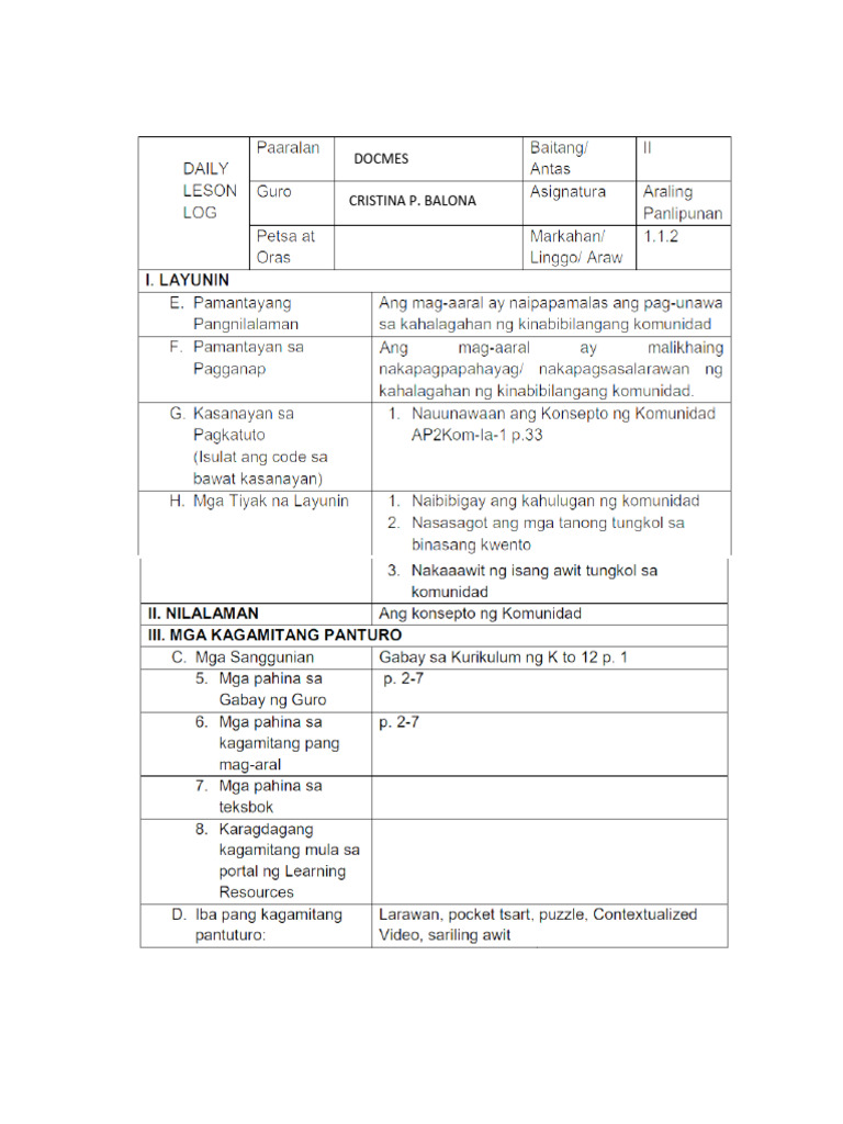 Cot Lessonplan Grade 2 | PDF
