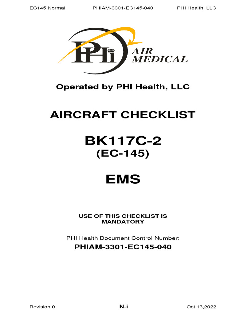EC145 Aircraft Checklist PDF | Download Free PDF | Instrument Flight ...