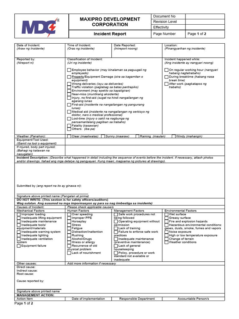 Incident Report Form | PDF | Hazards | Personal Protective Equipment