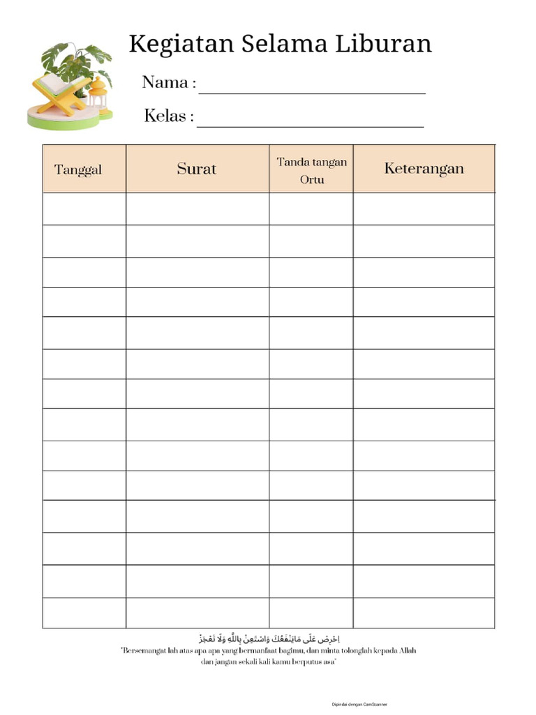 Lembar Monitoring Murojaah Kelas 2-6 | PDF