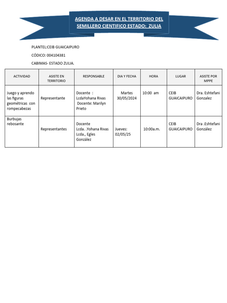 Actividades Educativas en CEIB Guaicaipuro | PDF