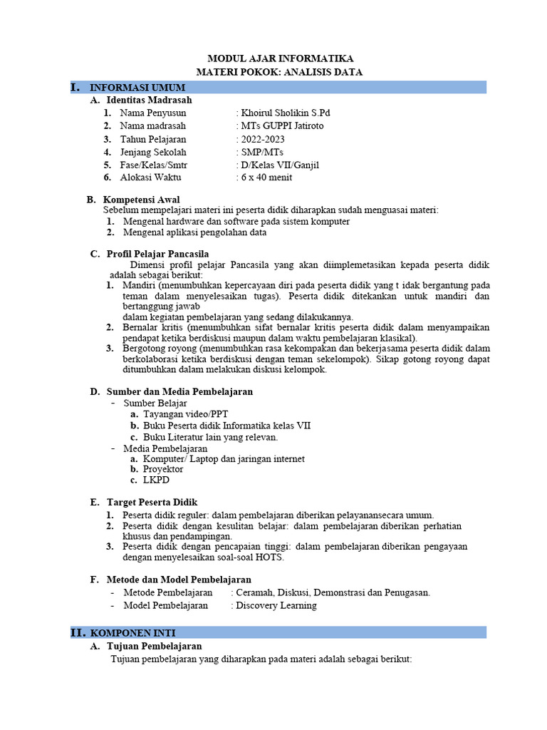 Modul Analisis Data MTs GUPPI | PDF | Komputer