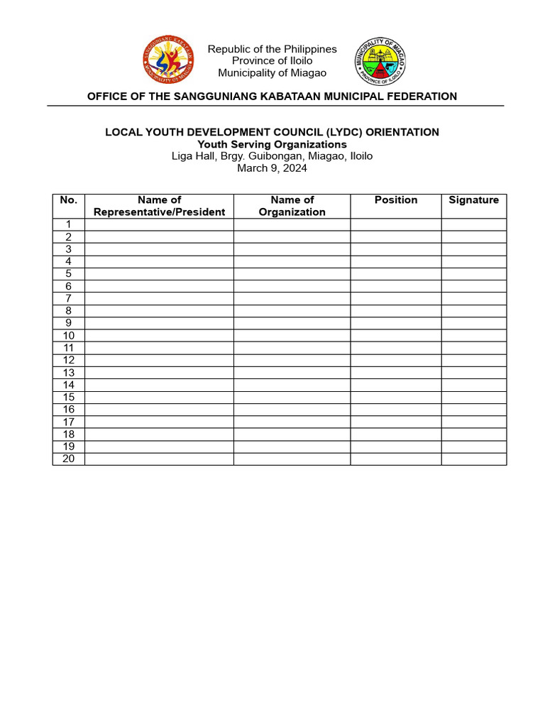 LYDC Attendance | PDF