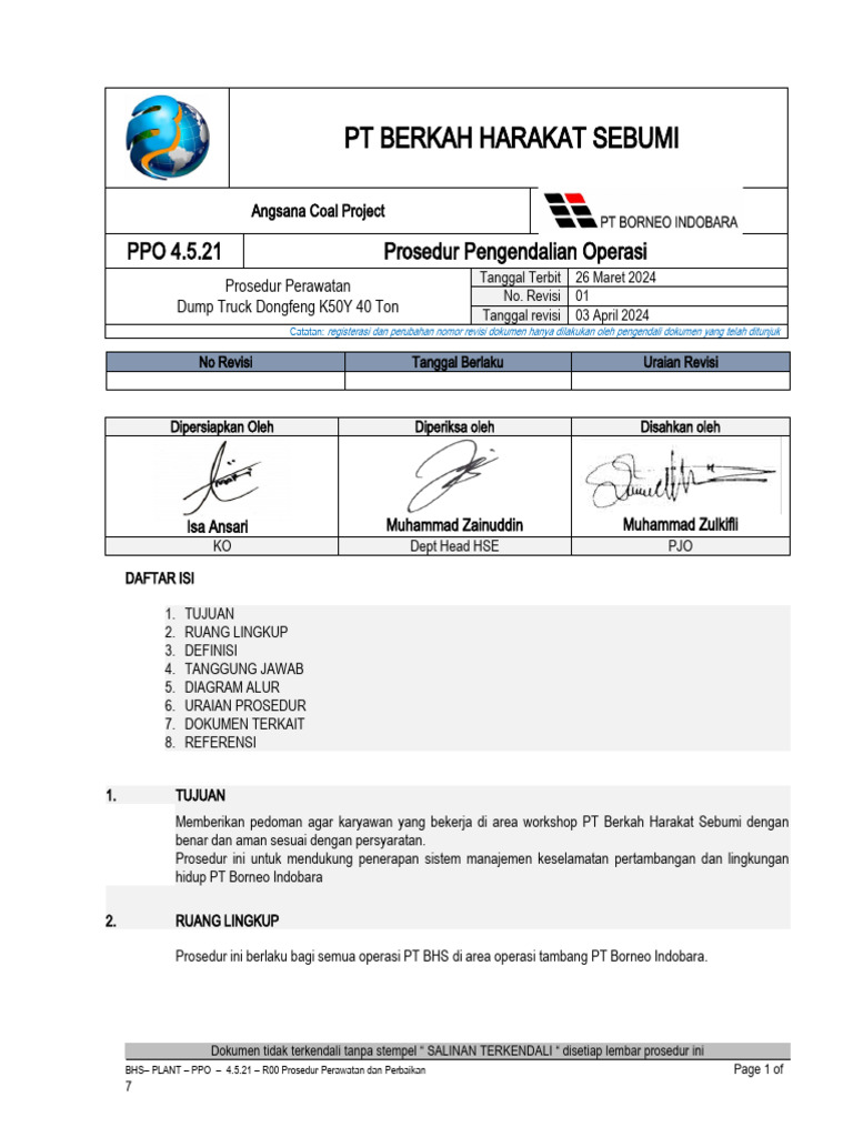 21 BHS-PLANT-PPO-4.5.21 Prosedur Perawatan | PDF