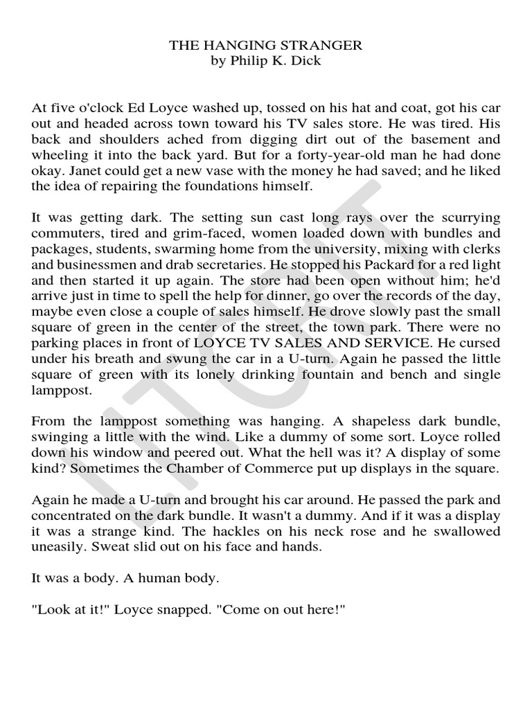 "The Hanging Stranger: A Suspenseful Sci-Fi Tale" | PDF