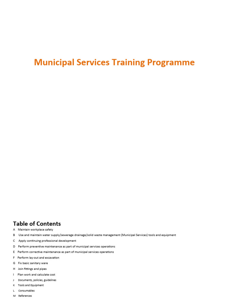 Municipal Services Training Programme | PDF | Welding | Construction