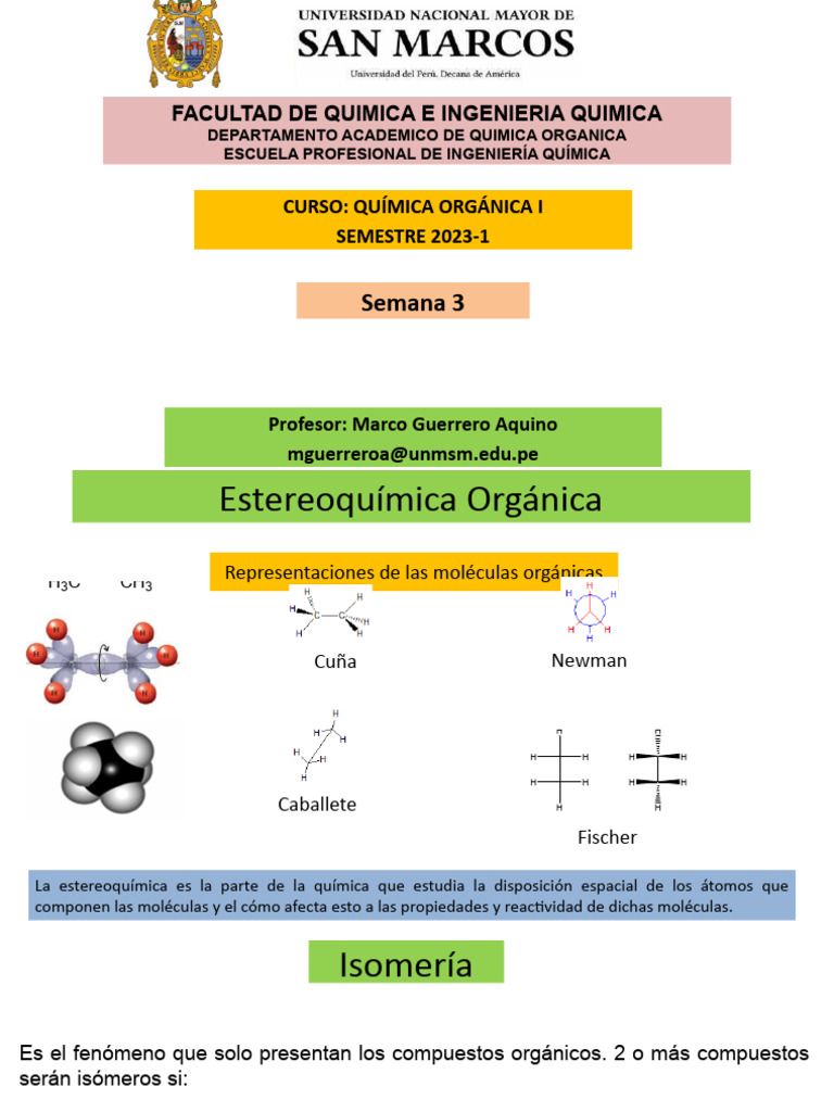 Semana 3 Quimica Organica 1 - 072 | PDF | Chiralidad (Química) | Isómero