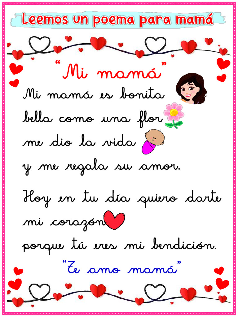Ficha Leemos Un Poema para Mamá 2024 Maestra Janet | PDF