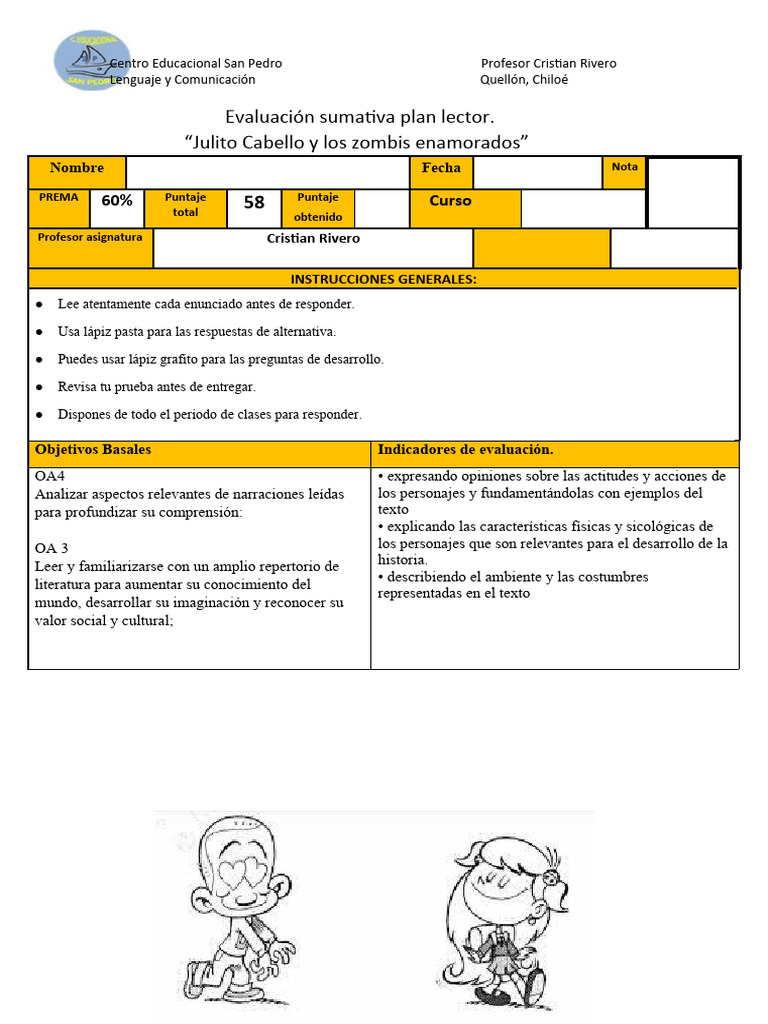 5° Prueba Julito Cabello y Los Zombies Enamorados | PDF