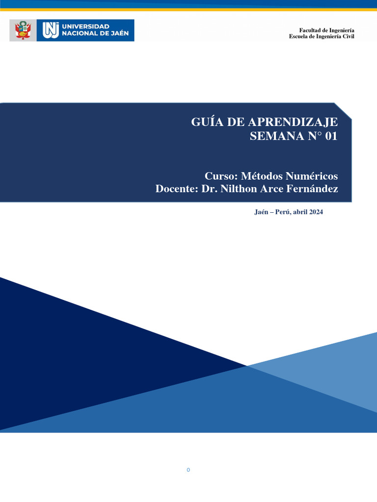 Guía de Aprendizaje 01 - Métodos Numéricos | PDF | Ecuaciones | Las leyes del movimiento de Newton