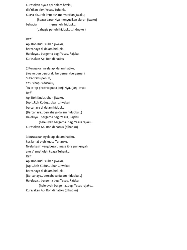 Nyala Api Roh Kudus dalam Hatiku | PDF | Seni & Disiplin Bahasa | Agama ...