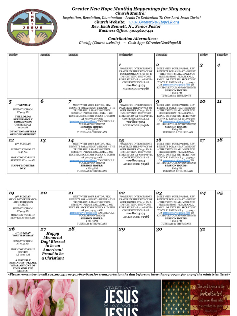 GNH Monthly Happenings Calendar For May 2024 | PDF | Christian ...