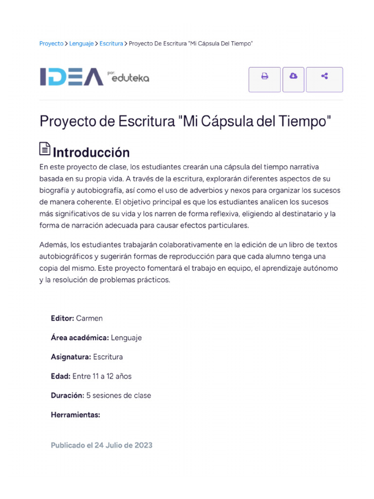 Proyecto de Escritura | PDF