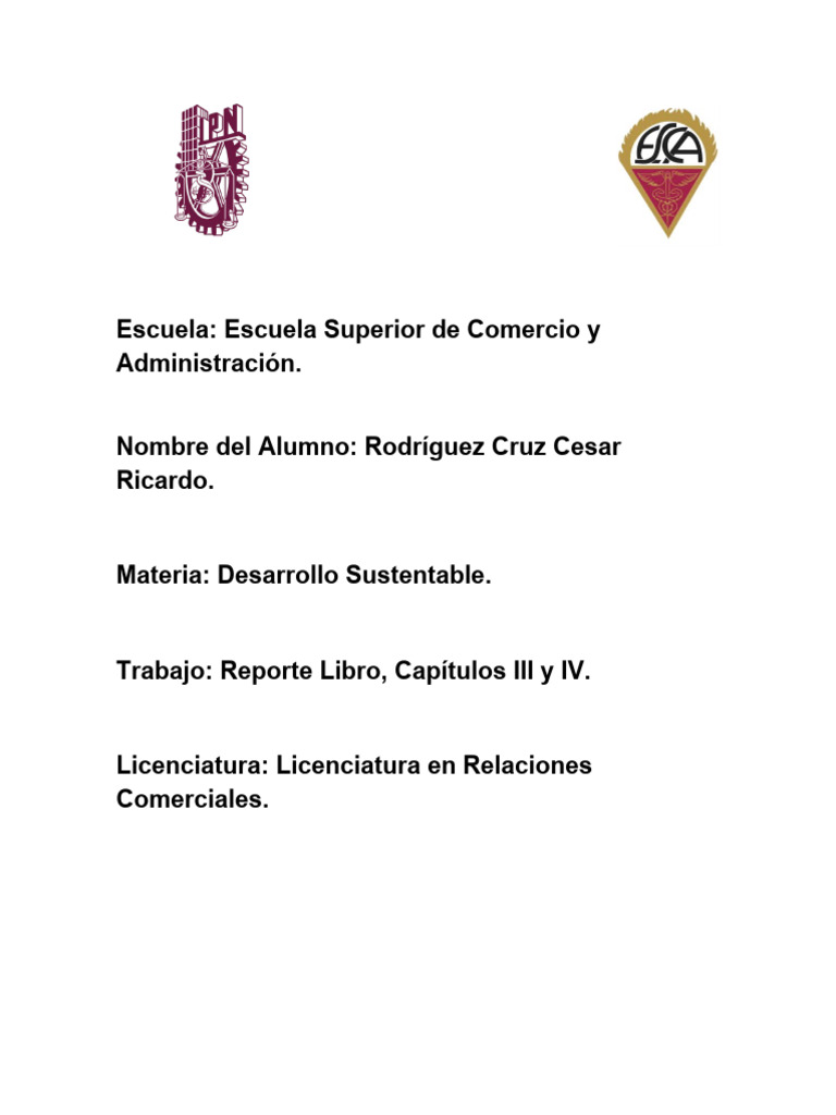 Reporte Libro Cap. III y IV | PDF | Entorno natural | Sustentabilidad