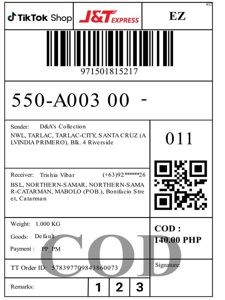 COD Order Details for Trishia Vibar | PDF