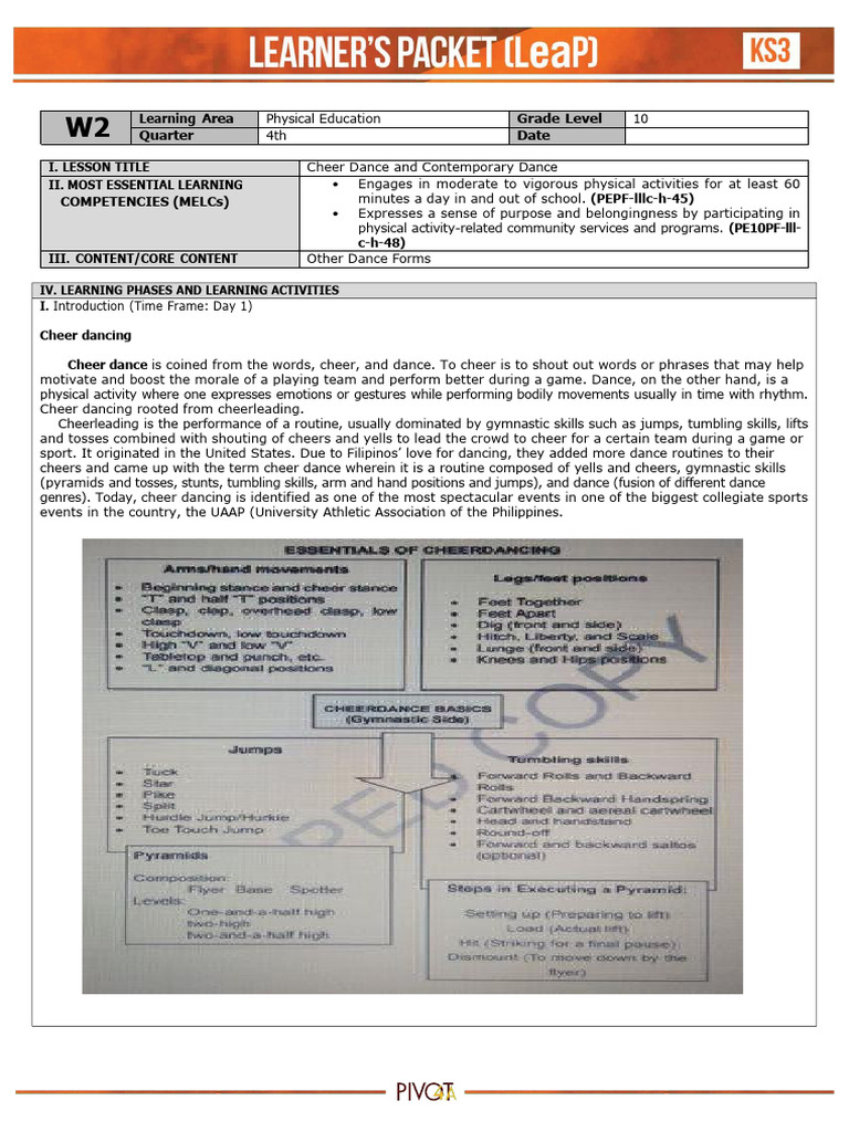 Q4-PE-10-Week 2 | PDF | Cheerleading | Dances Q4-PE-10-Week 2 | PDF | Cheerleading | Dances