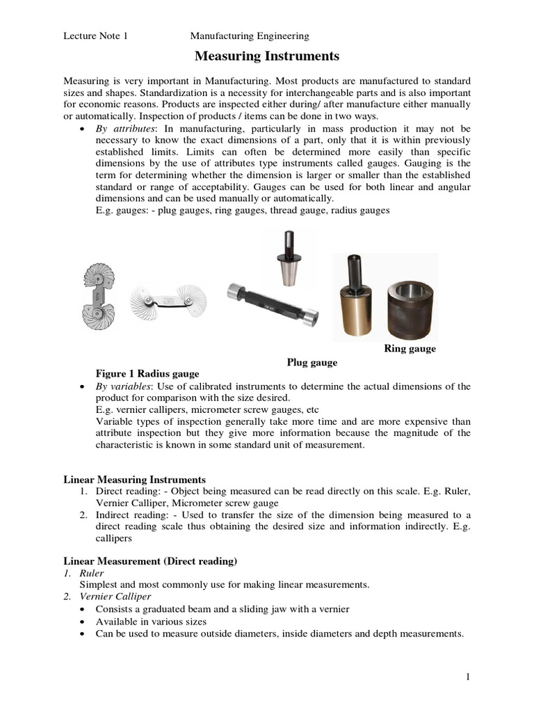 Measuring Instruments Note | PDF