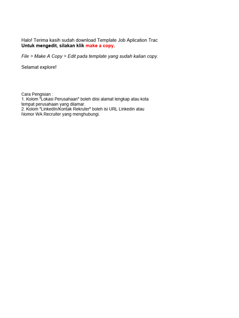 (Free) Template Job Aplication Tracker | PDF