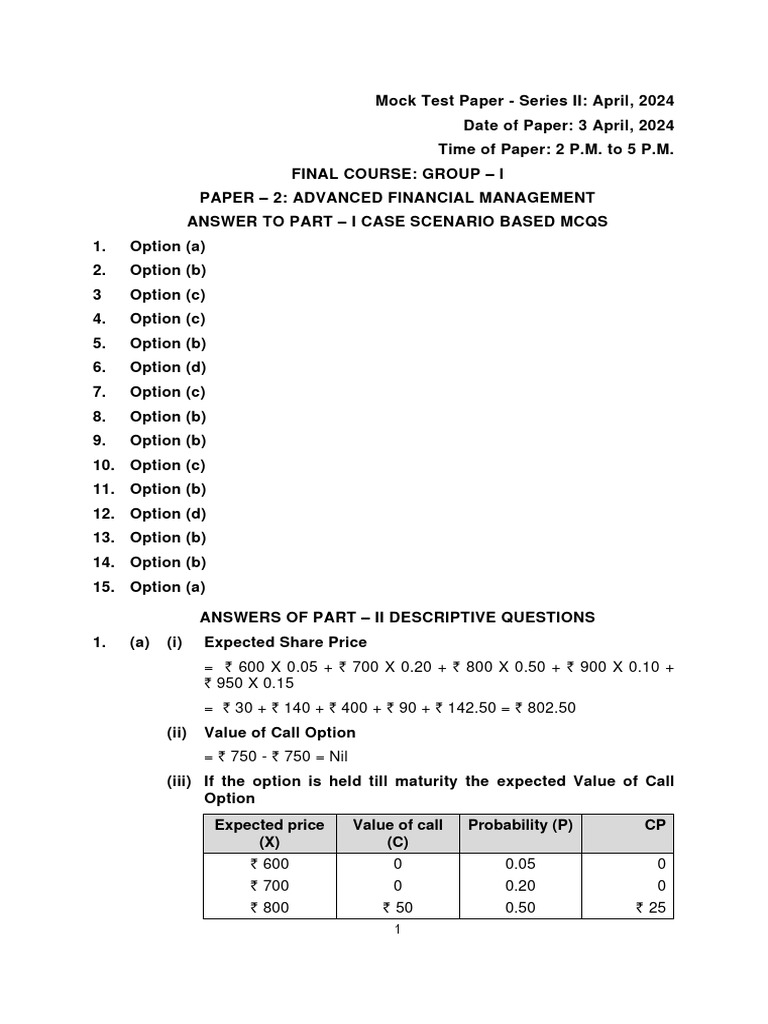 MTP 20 43 Answers 1712571286 | PDF | Option (Finance) | Net Present Value