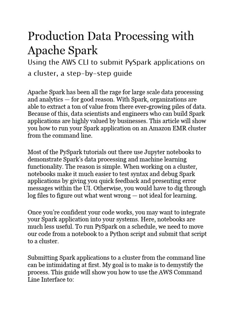 Production Data Processing With Apache Spark | PDF | Apache Spark | Apache Hadoop