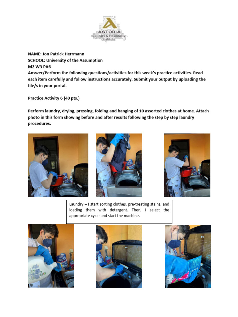 m2 w3 Pa6 (40 PTS.) Laundry Process | PDF | Career & Growth | Self ...