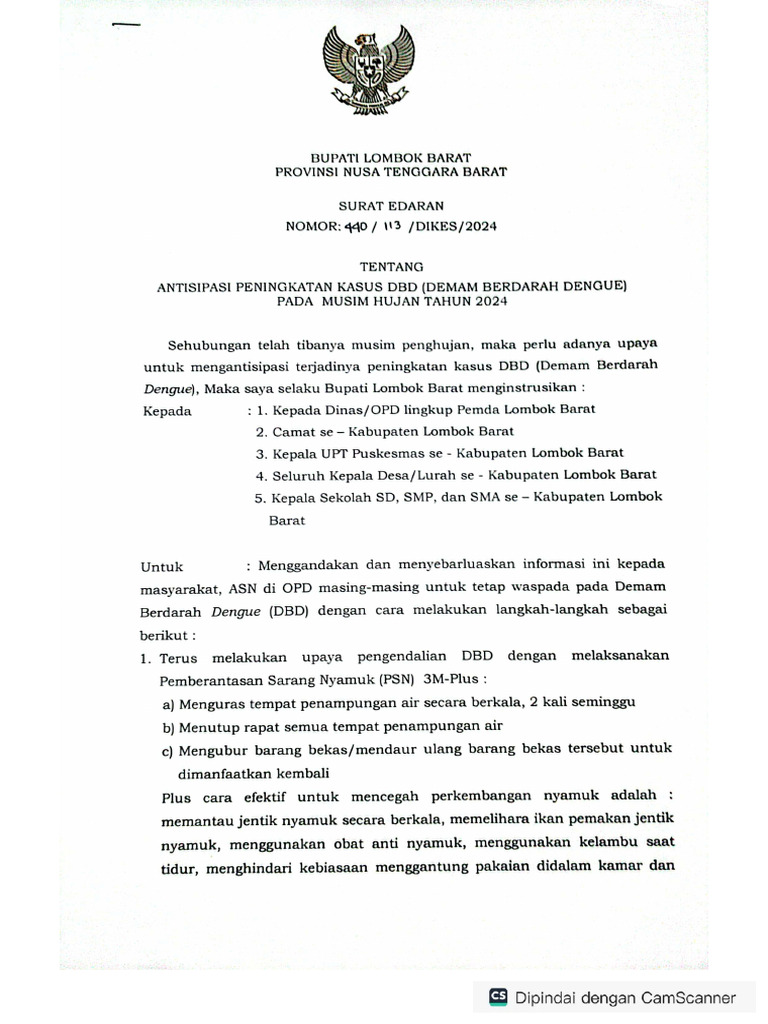 Surat Edaran DBD 2024 | PDF