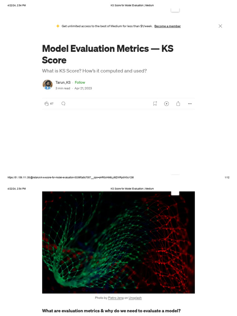 KS Score for Model Evaluation _ Medium | PDF | Evaluation | Applied Mathematics