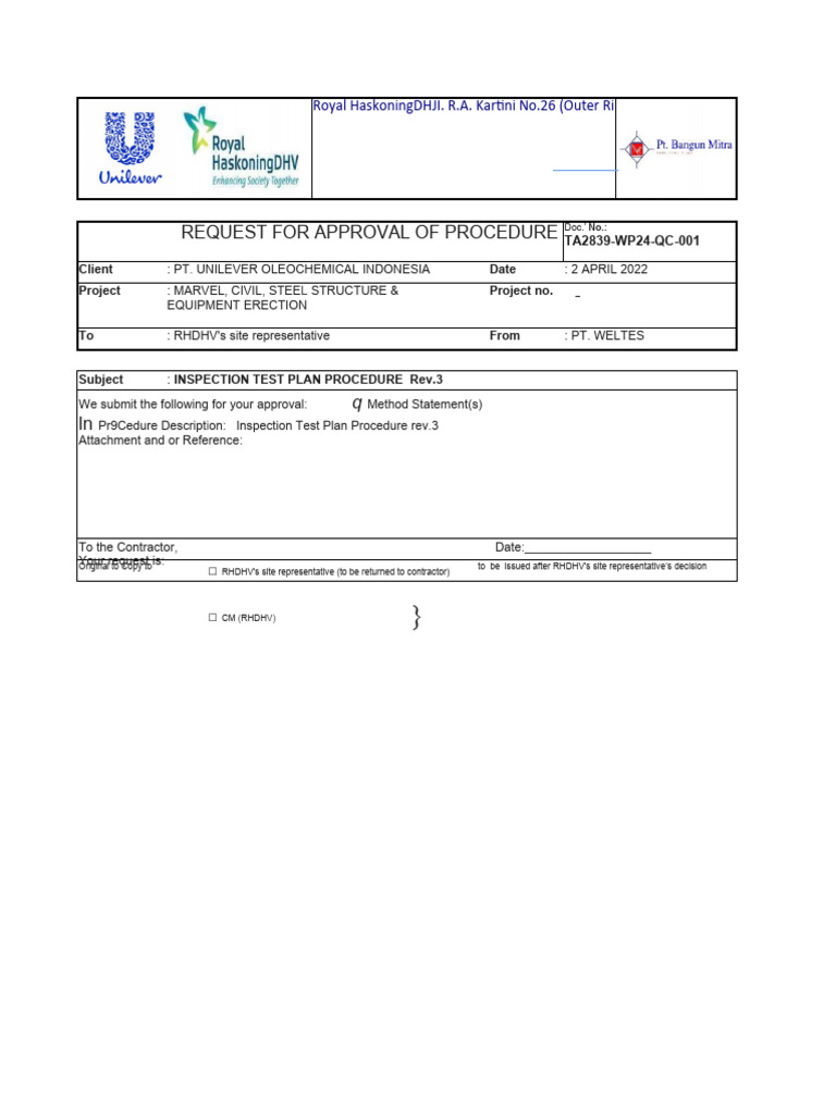 Inspaction and Test Plan Edit Excel | PDF | Welding | Construction