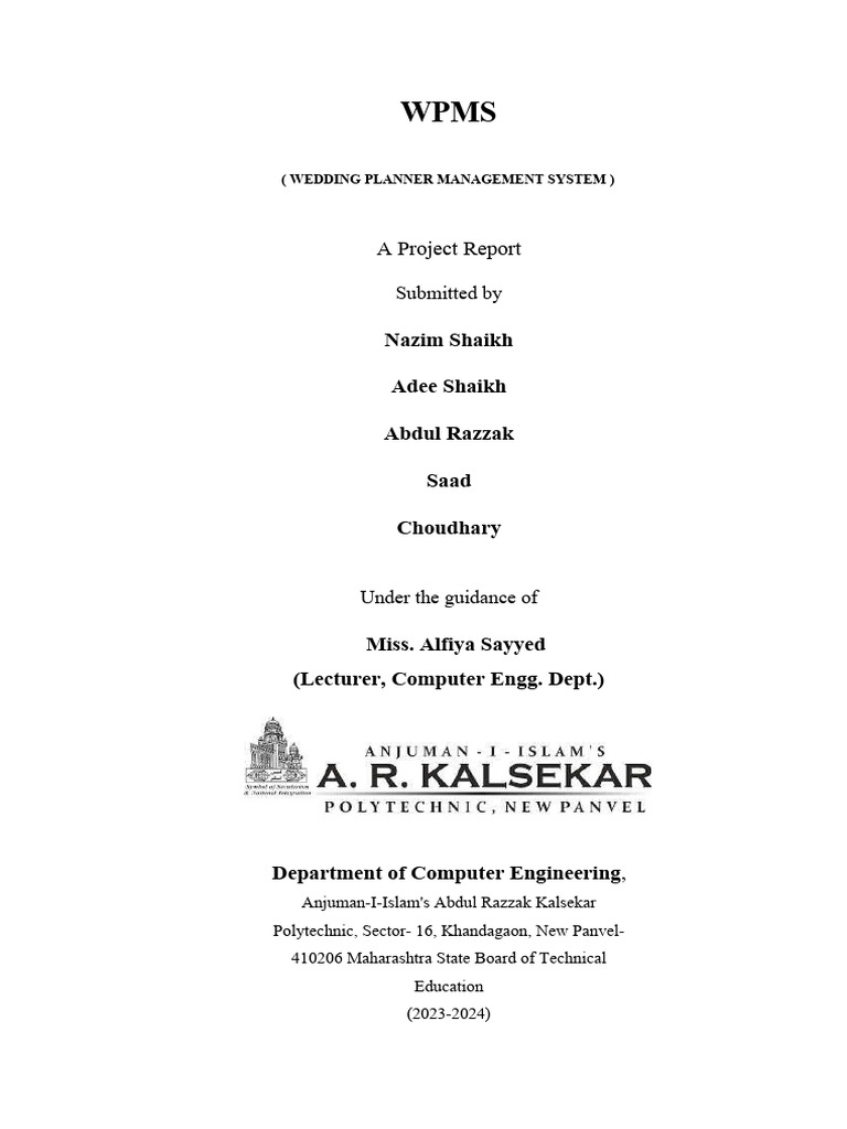 Wedding Planner System Report | PDF