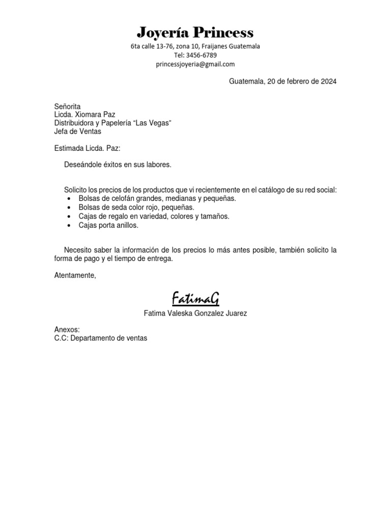 Carta de Cotización | PDF