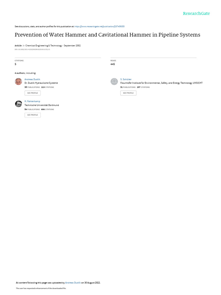 Prevention of Water Hammer and Cavitational Hammer | PDF | Valve | Anti ...