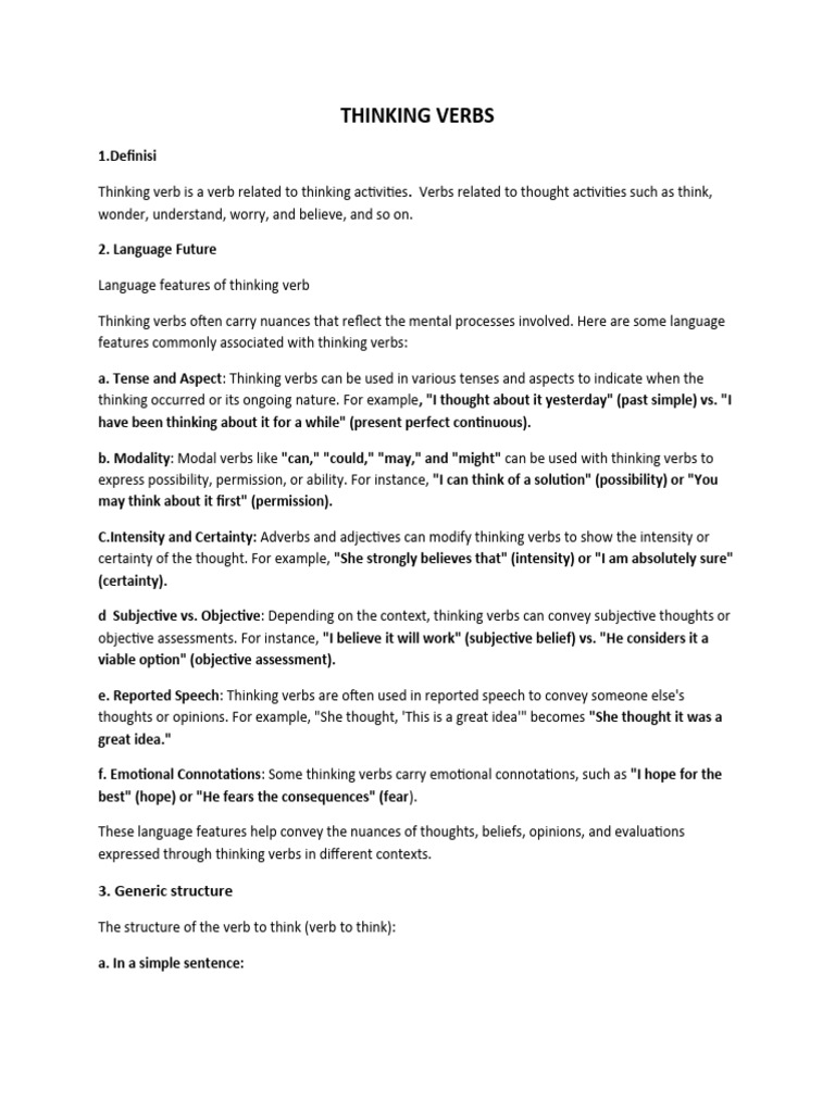 THINKING VERBS-WPS Office | PDF | Verb | Semantics