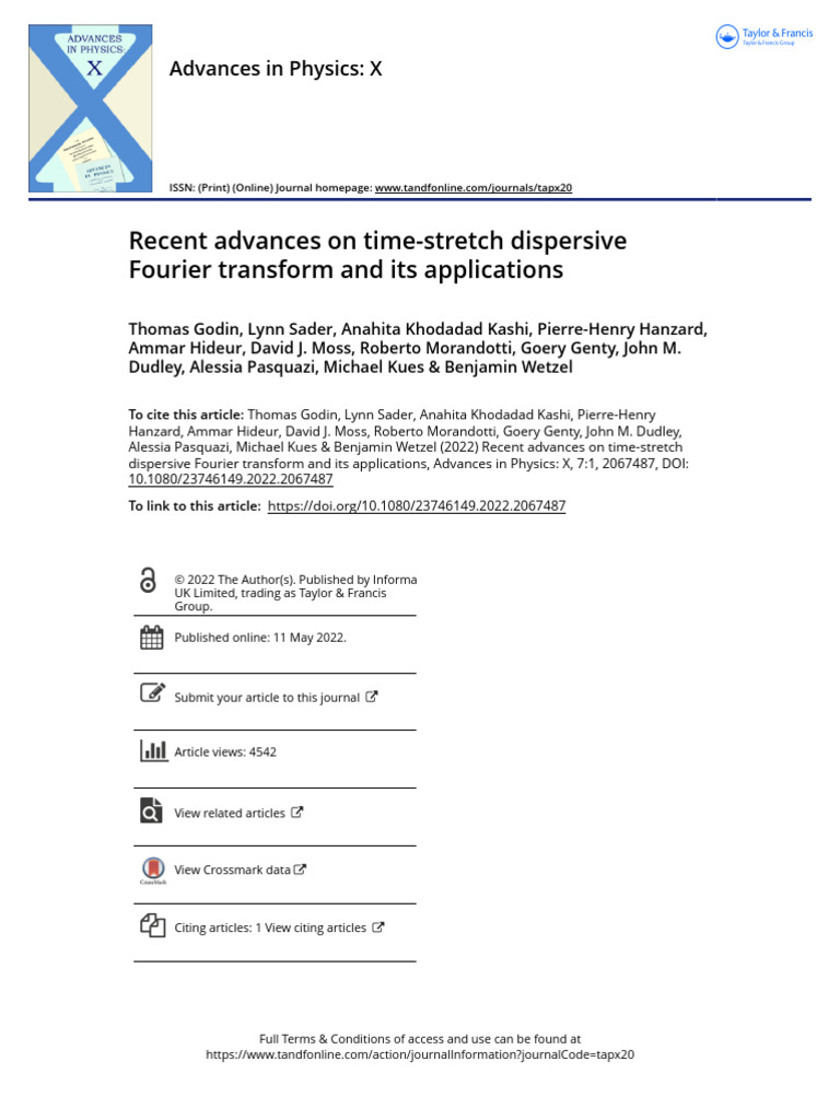 Advances in Dispersive Fourier Transform | PDF | Ultrashort Pulse ...