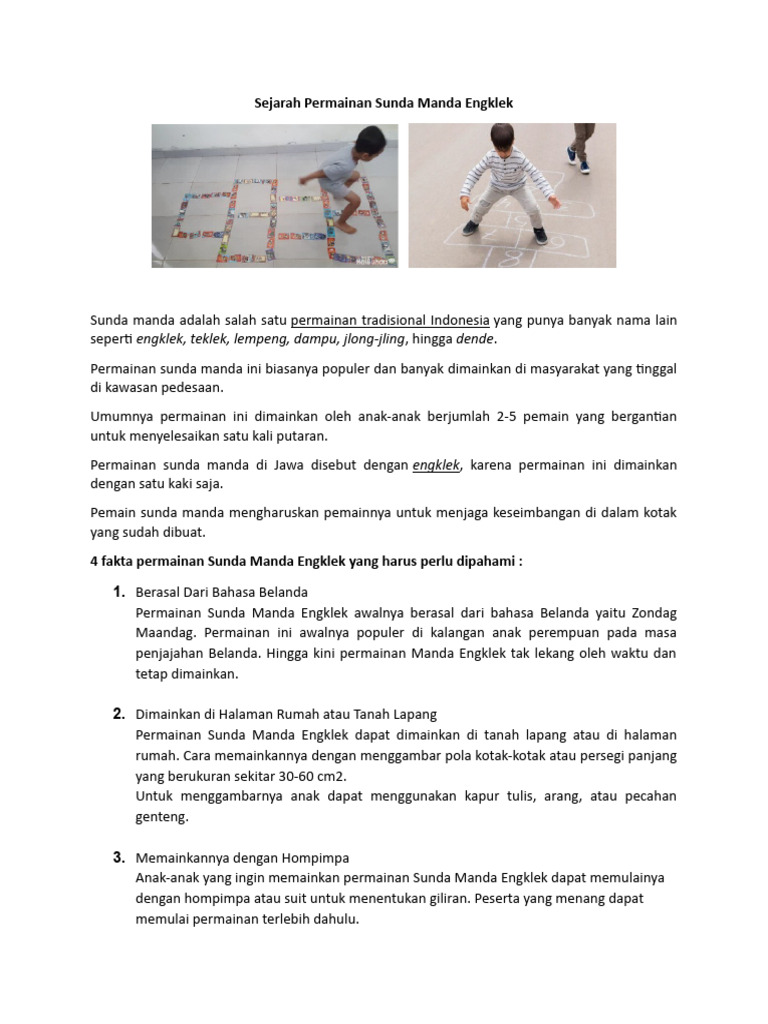 Sejarah Permainan Sunda Manda Engkle1 | PDF | Griya & Taman