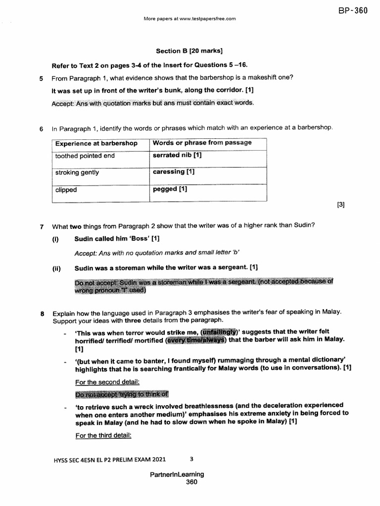 Answer Key - Comprehension Section B - Practice 2 | PDF | Wellness