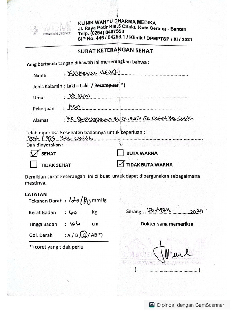 Surat Keterangan Sehat | PDF