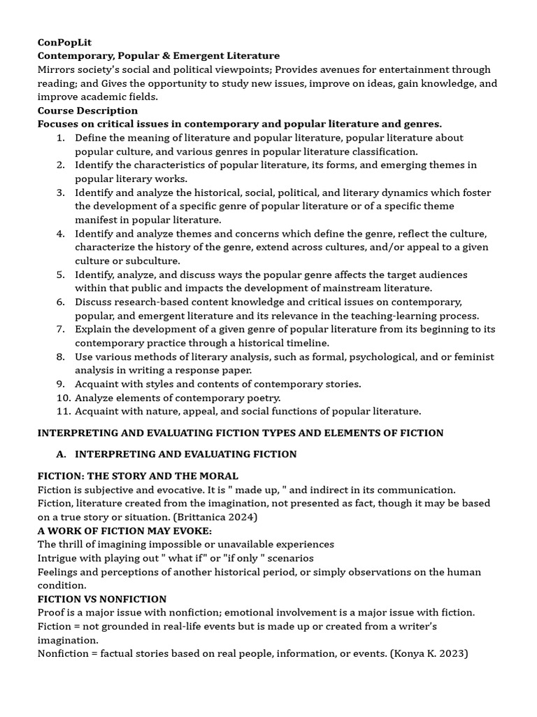 Exploring Contemporary Popular Literature | PDF | Poetry | Metre (Poetry)
