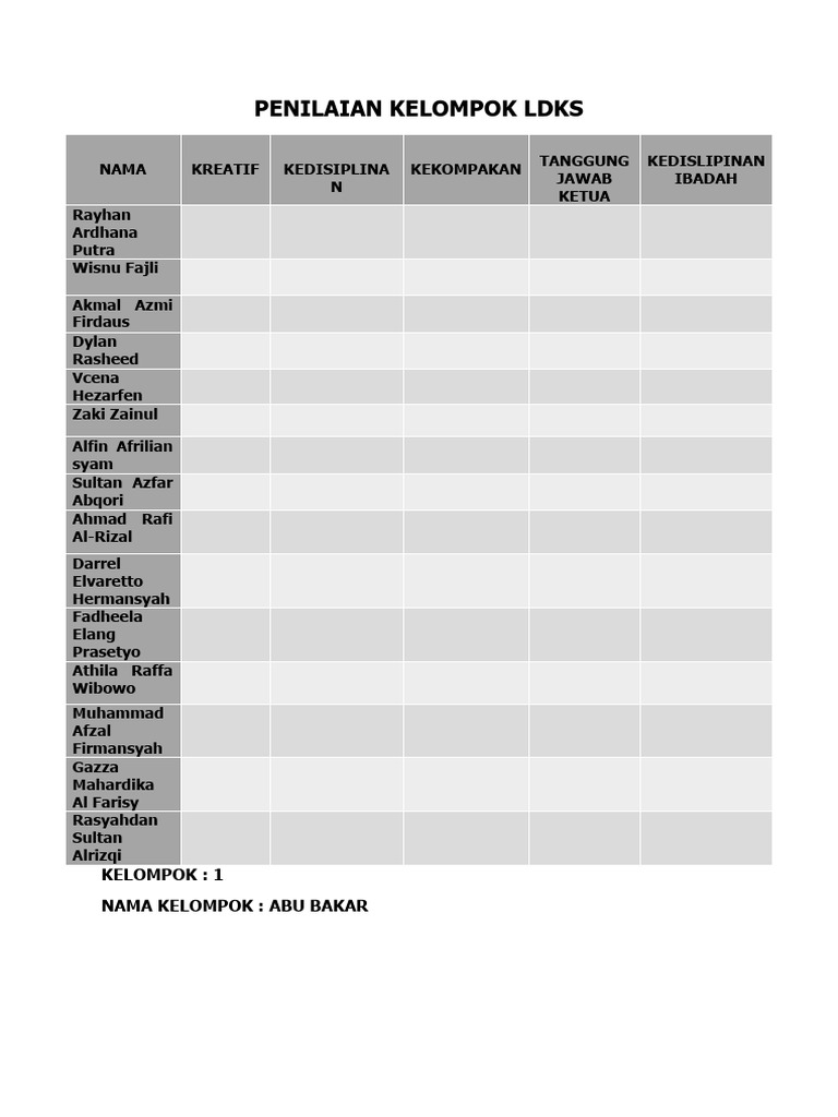 Penilaian Kelompok LDKS 2024 | PDF
