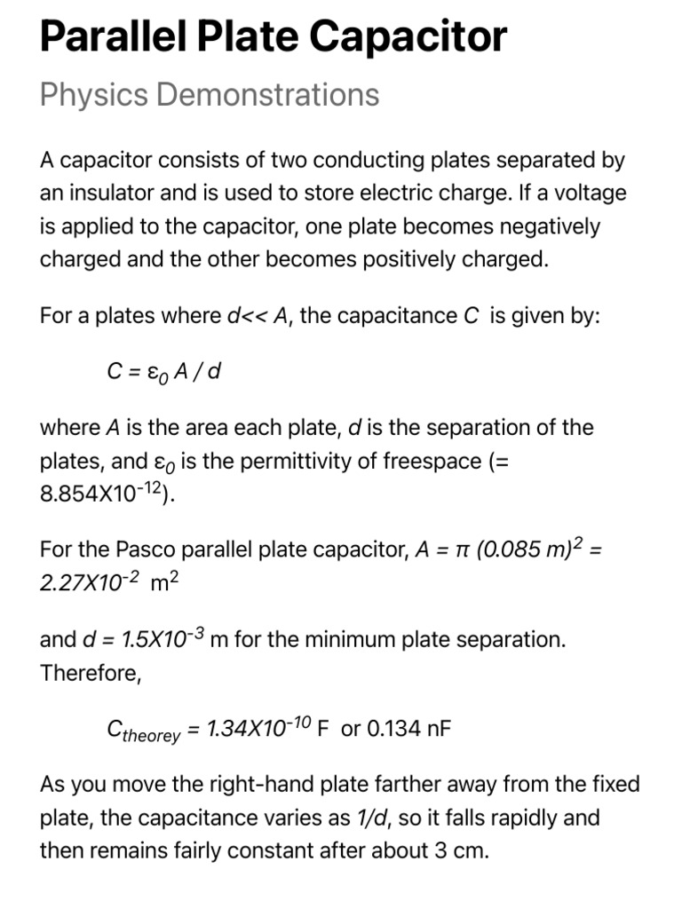 The Parallel Plate Capacitor Lesson | PDF | Capacitor | Electrical Engineering