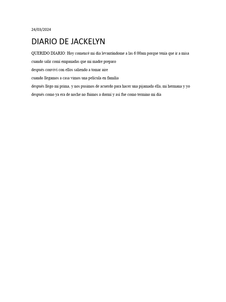 Un día en la vida de Jackelyn | PDF