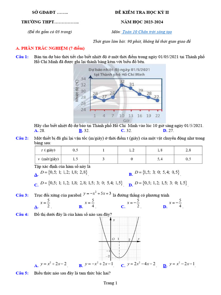 De Thi Hk2 Toan 10 CTST de 3 | PDF