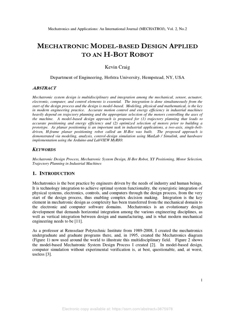 Mechatronic Model-Based Design Applied To An H-Bot Robot | PDF | Control Theory | Electric Motor