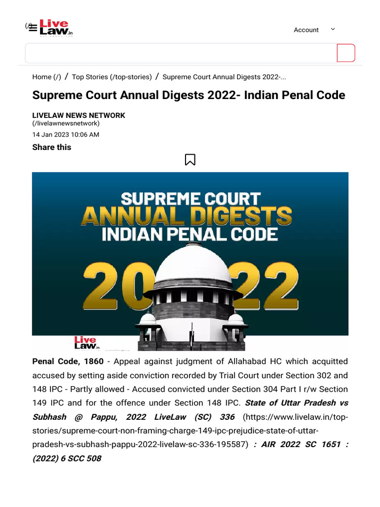 SC Ipc 2022 | PDF | Mens Rea | Acquittal