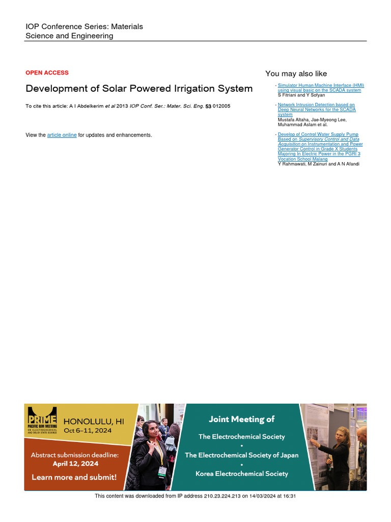Development of Solar Powered Irrigation System | PDF | Programmable Logic Controller | Solar Power
